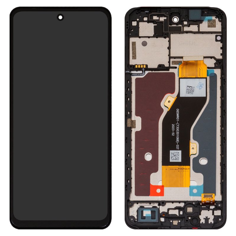 LCD compatible with ZTE Blade A75 4G, (black, with frame, Original (PRC ...